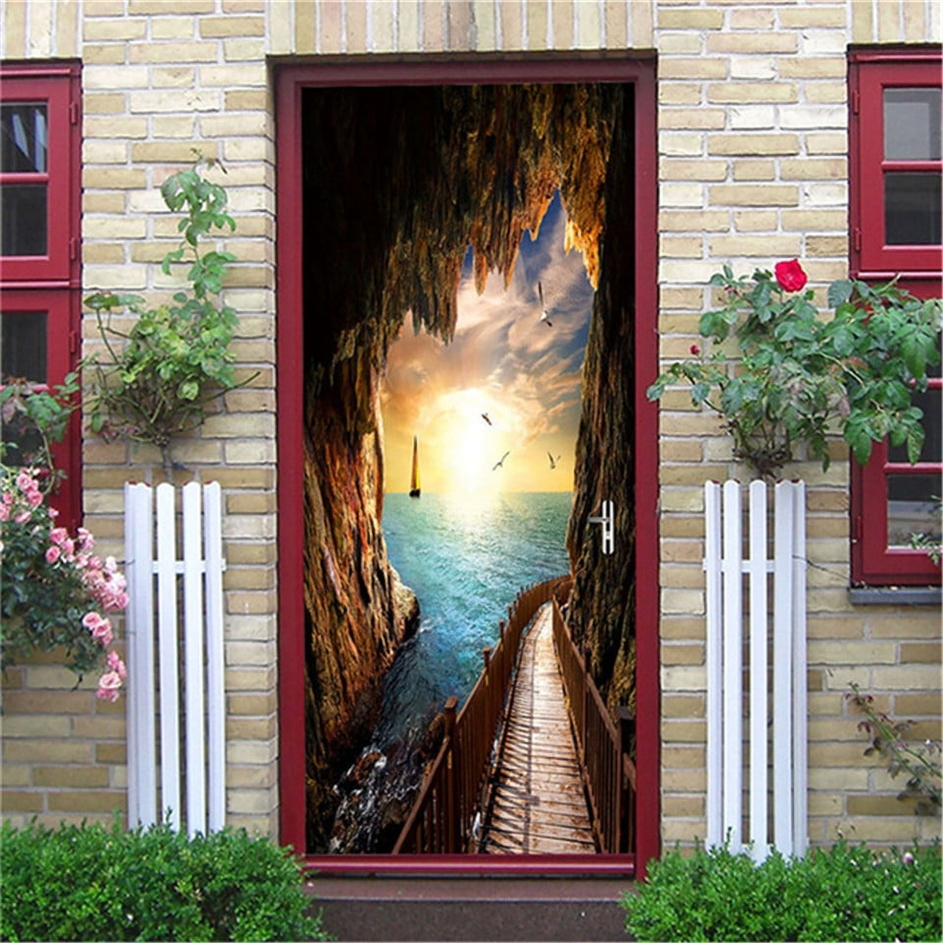 Natural Scenery Door Sticker Self-adhesive Waterproof Wallpaper Home ...