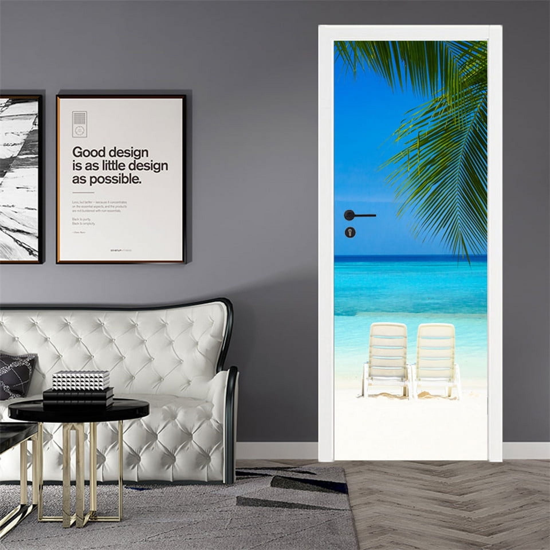 Natural Scenery Door Sticker Vinyl Peel and Stick Wallpaper Beach ...