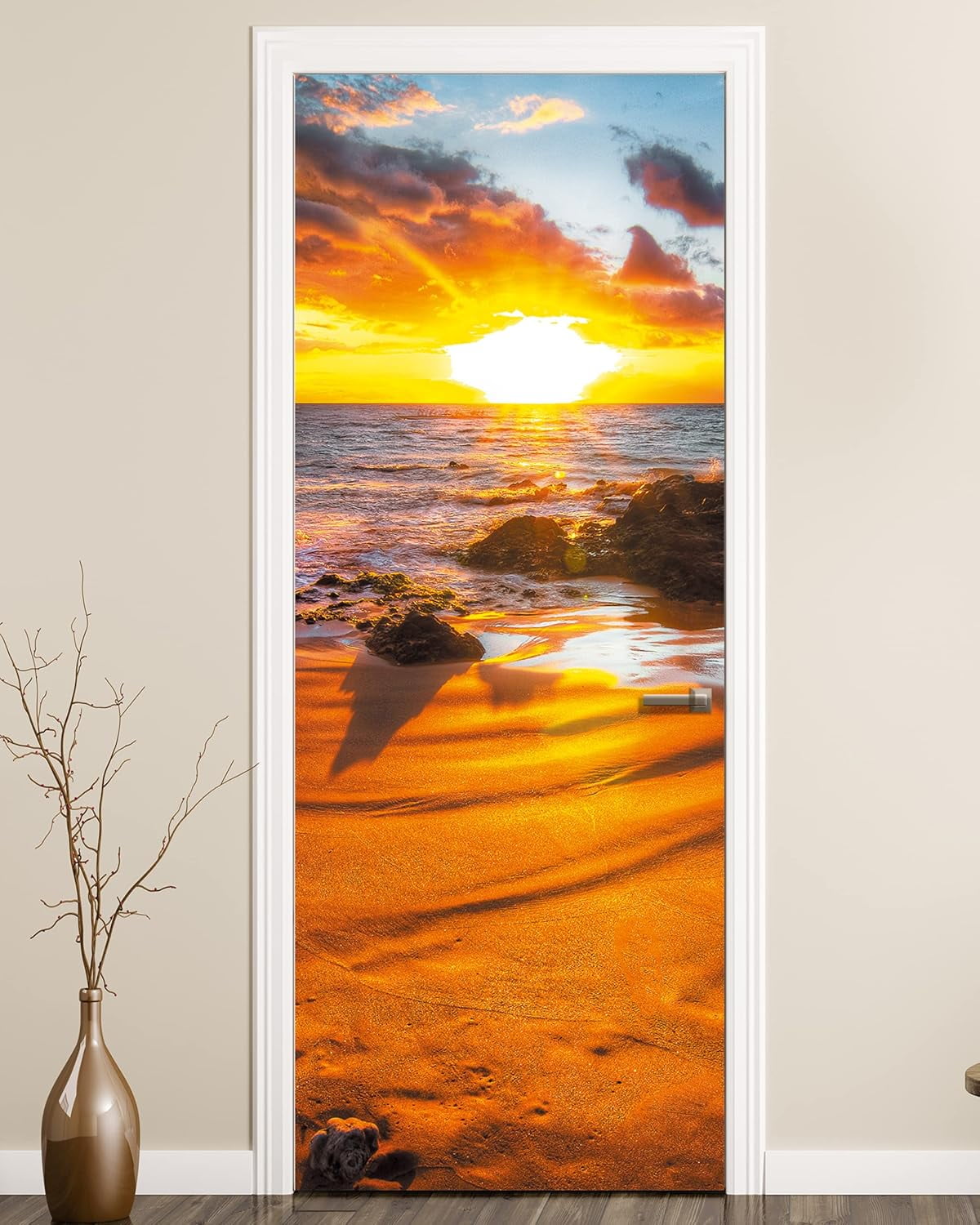 Natural Scenery Door Stickers Home ration Seaside Beach Door Sticker ...