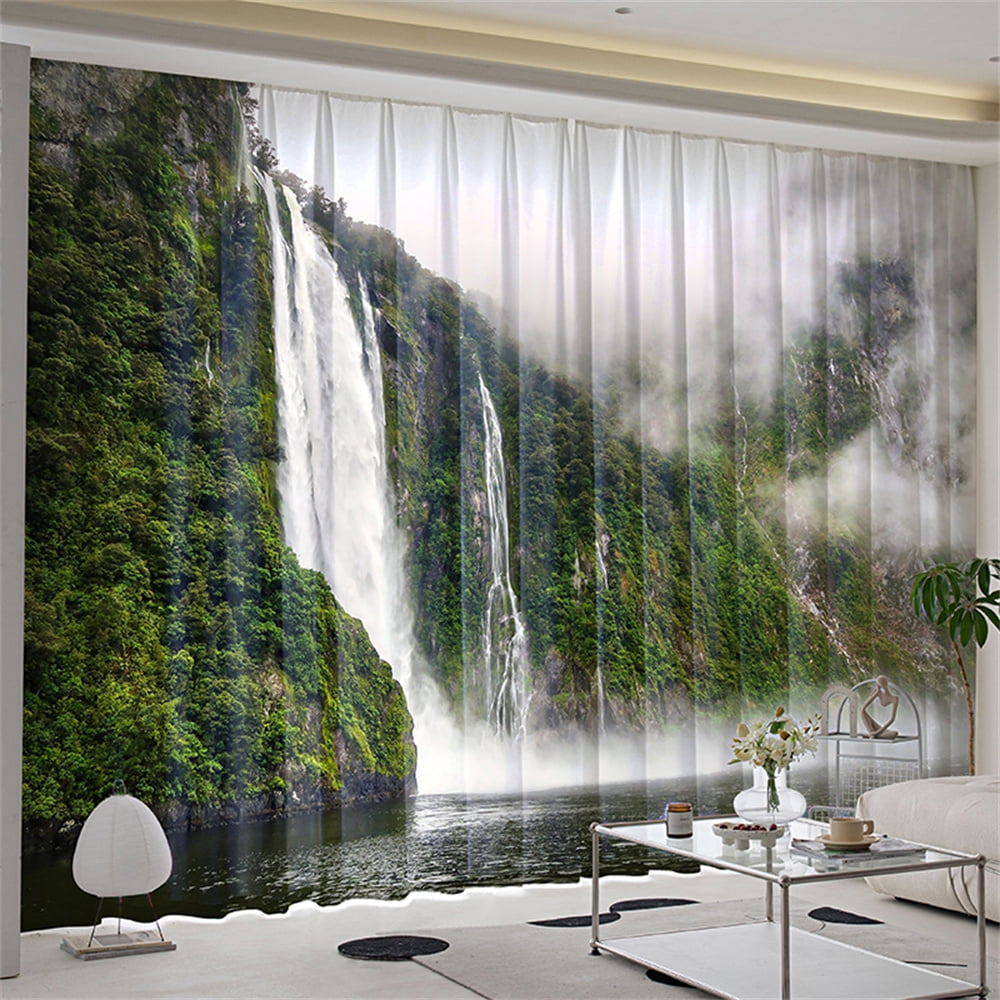 Natural Scenery Forest Landscape Lawn Tree Window Curtains Blinds For ...