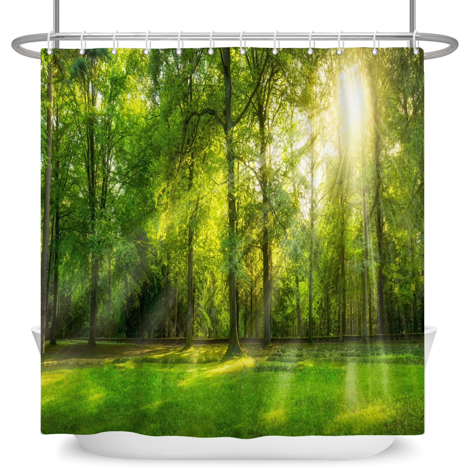 Natural Scenery Forest Tree Shower Curtains Summer Sunlight Jungle ...