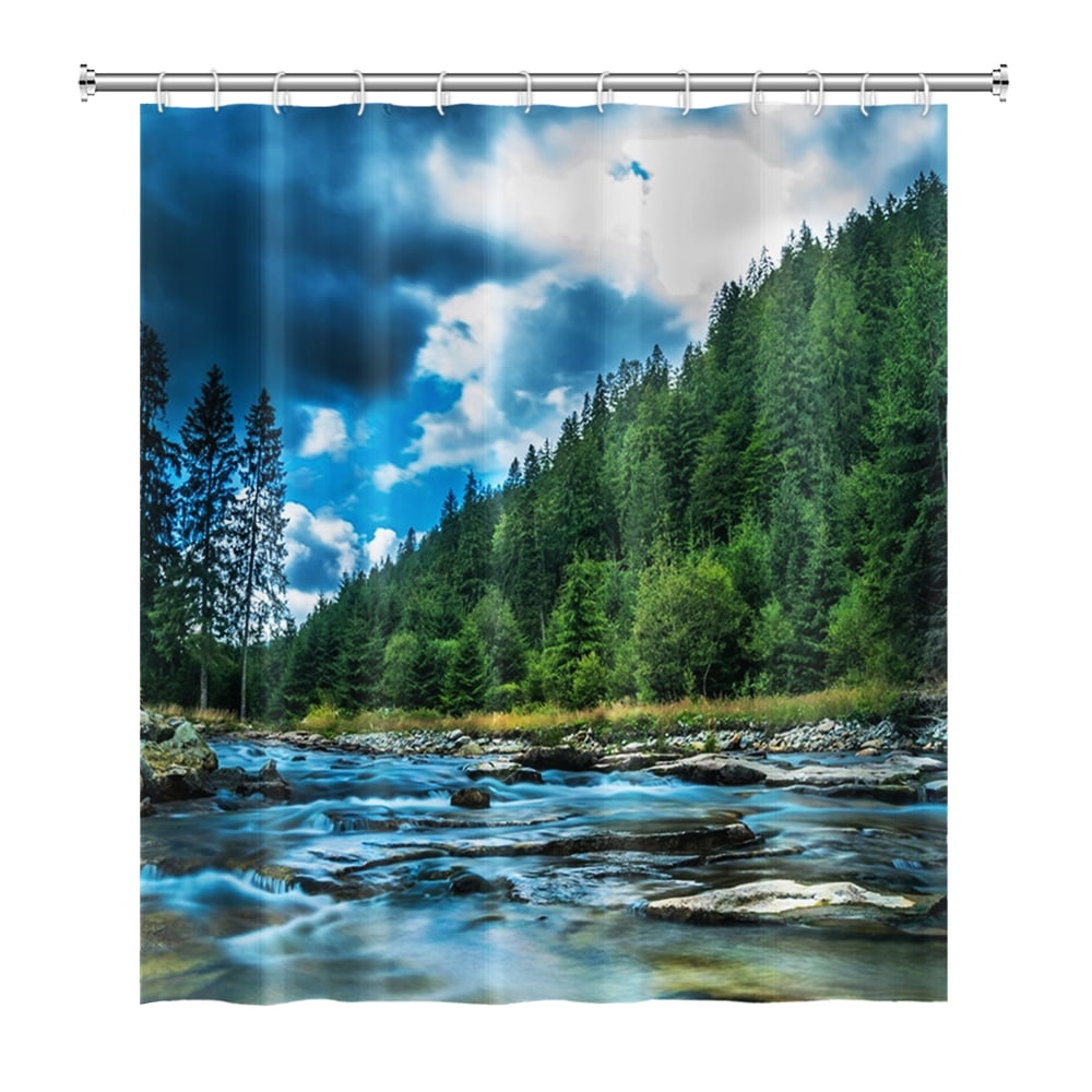 Natural Scenery Forest Tree Shower Curtains Summer Sunlight Jungle ...