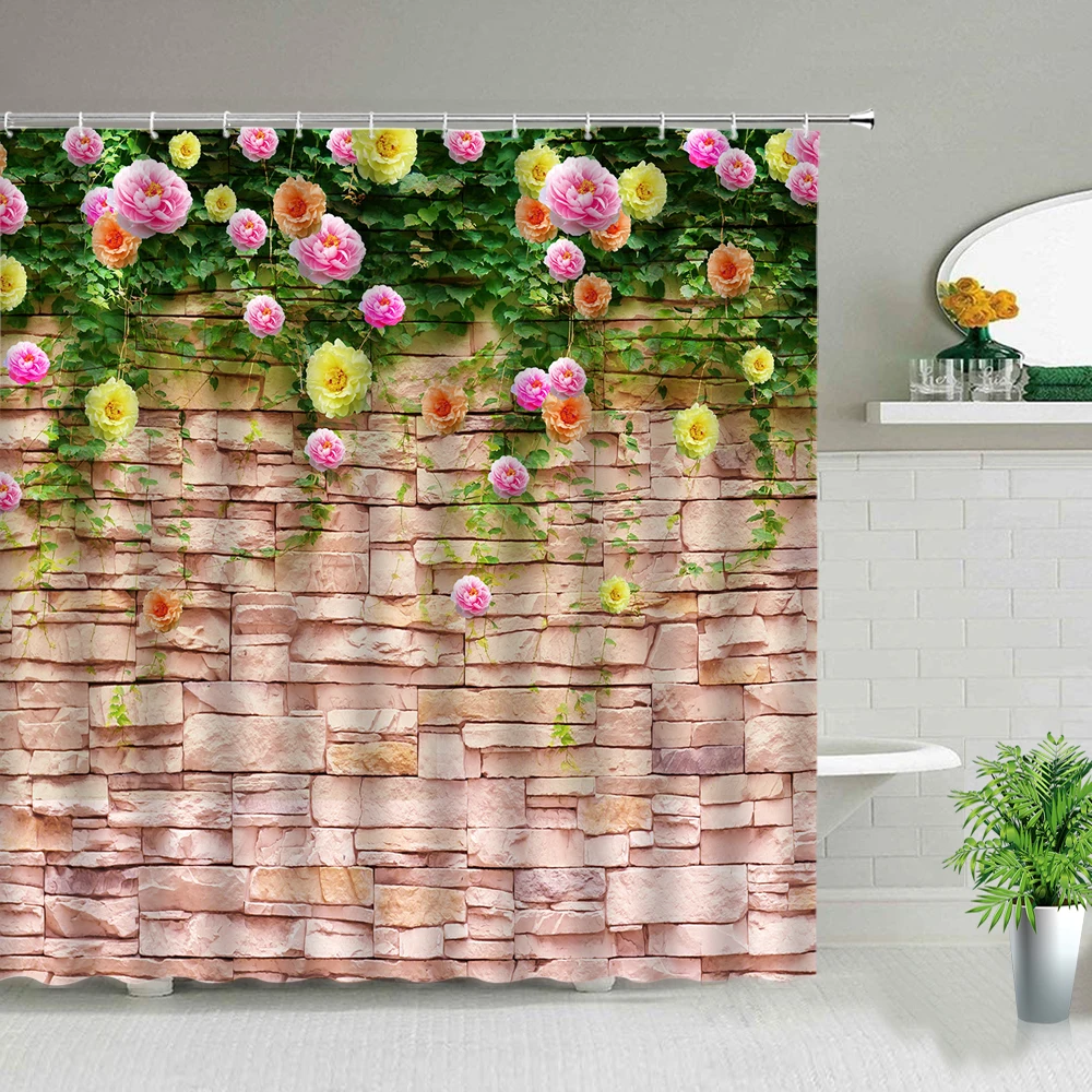Natural Scenery Green Bamboo Flower Birds Plant Shower Curtains Forest ...