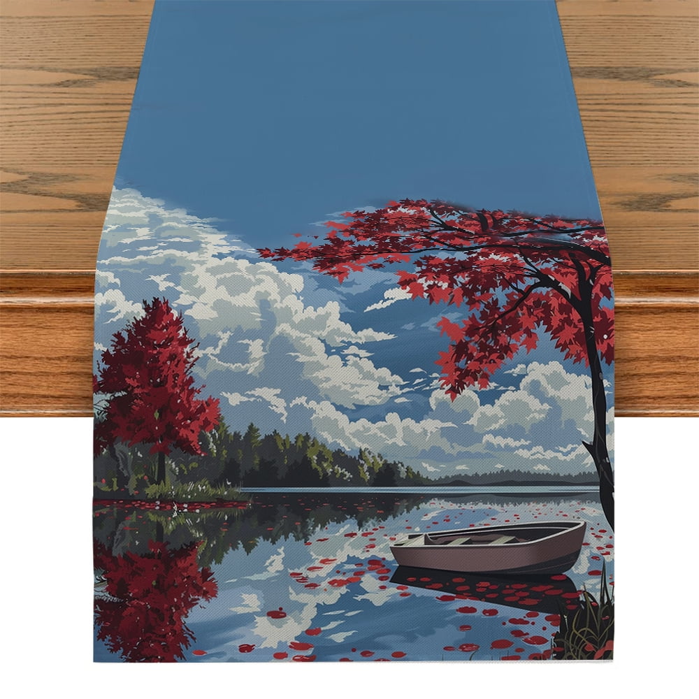 Natural Scenery Maple Tree Table Runner Wedding ration Cloth Dining r ...