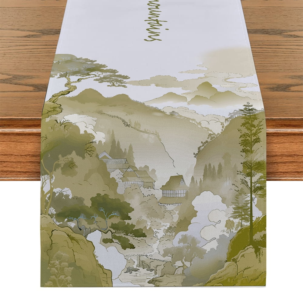 Natural Scenery Mountain Clouds Table Runner Home Wedding Centerpieces ...