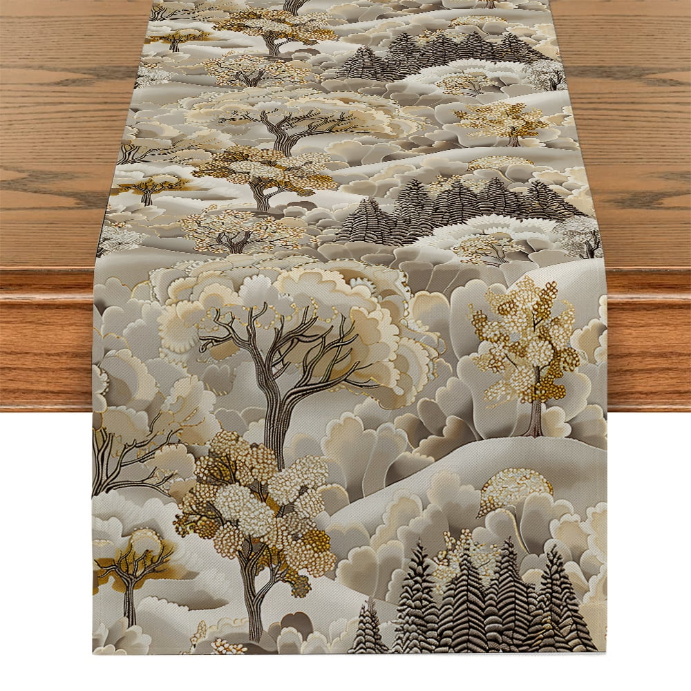 Natural Scenery Mountain Clouds Table Runner Home Wedding Centerpieces ...