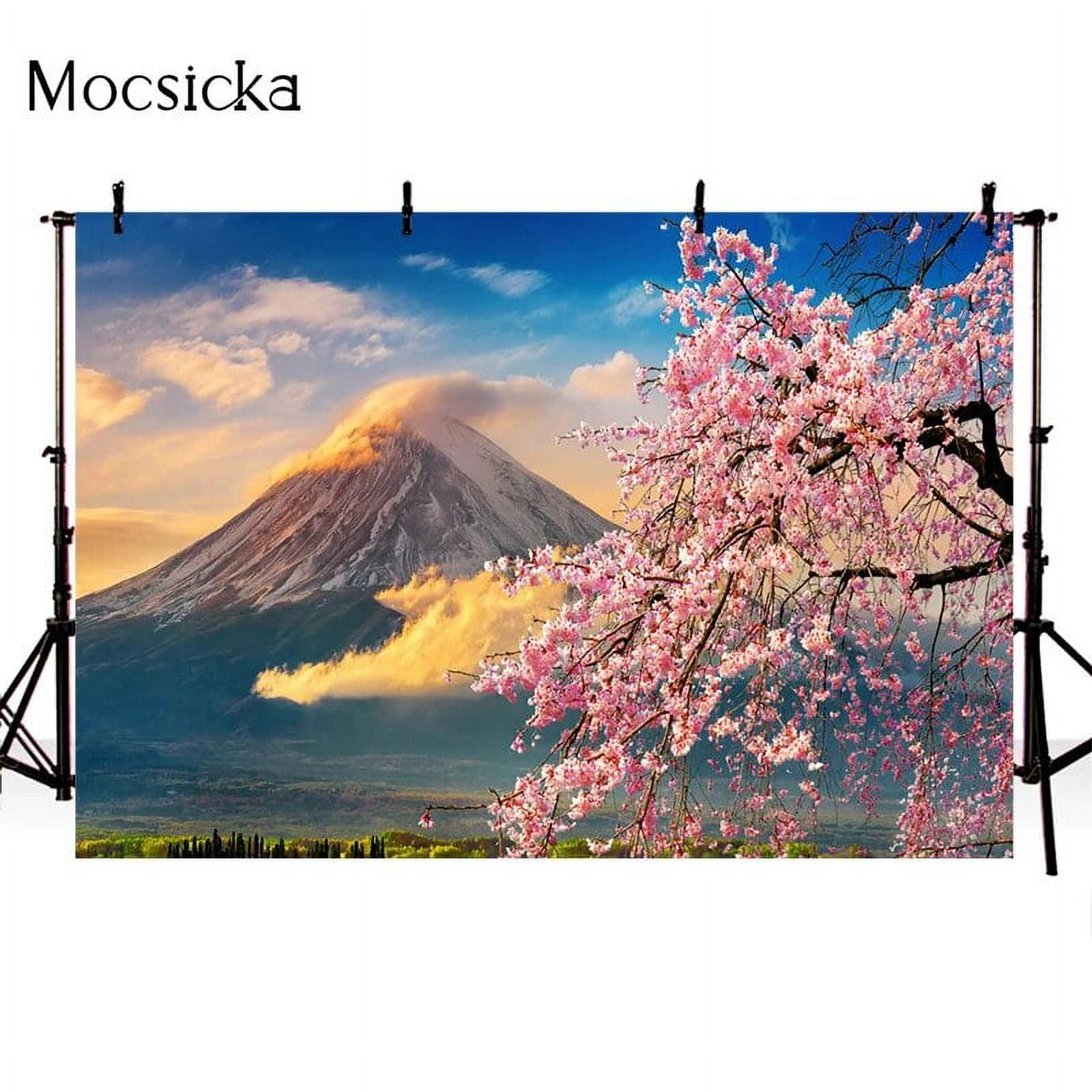 Natural Scenery Photography Background Sakura Under Mount Fuji ...