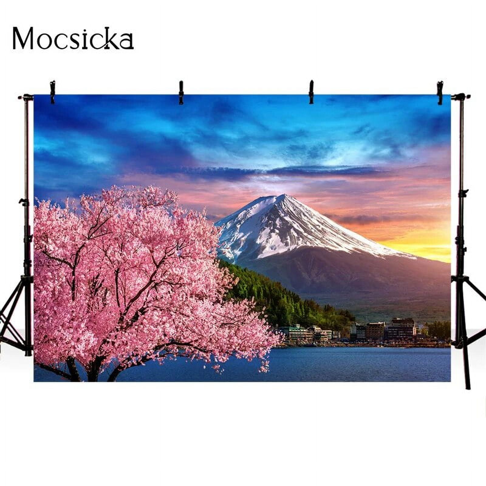 Natural Scenery Photography Background Sakura Under Mount Fuji ...