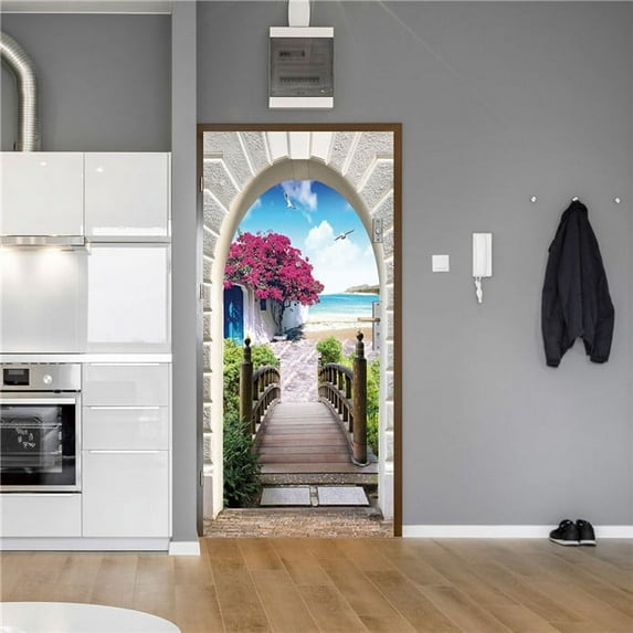 Natural Scenery Self-adhesive Waterproof Vinyl Door Sticker Self Stick ...