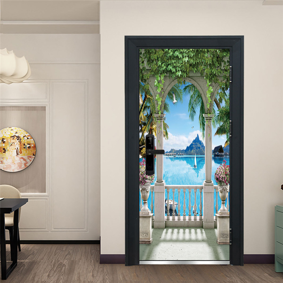 Natural Scenery Stickers on the Doors DIY Peel and Stick Wallpaper ...