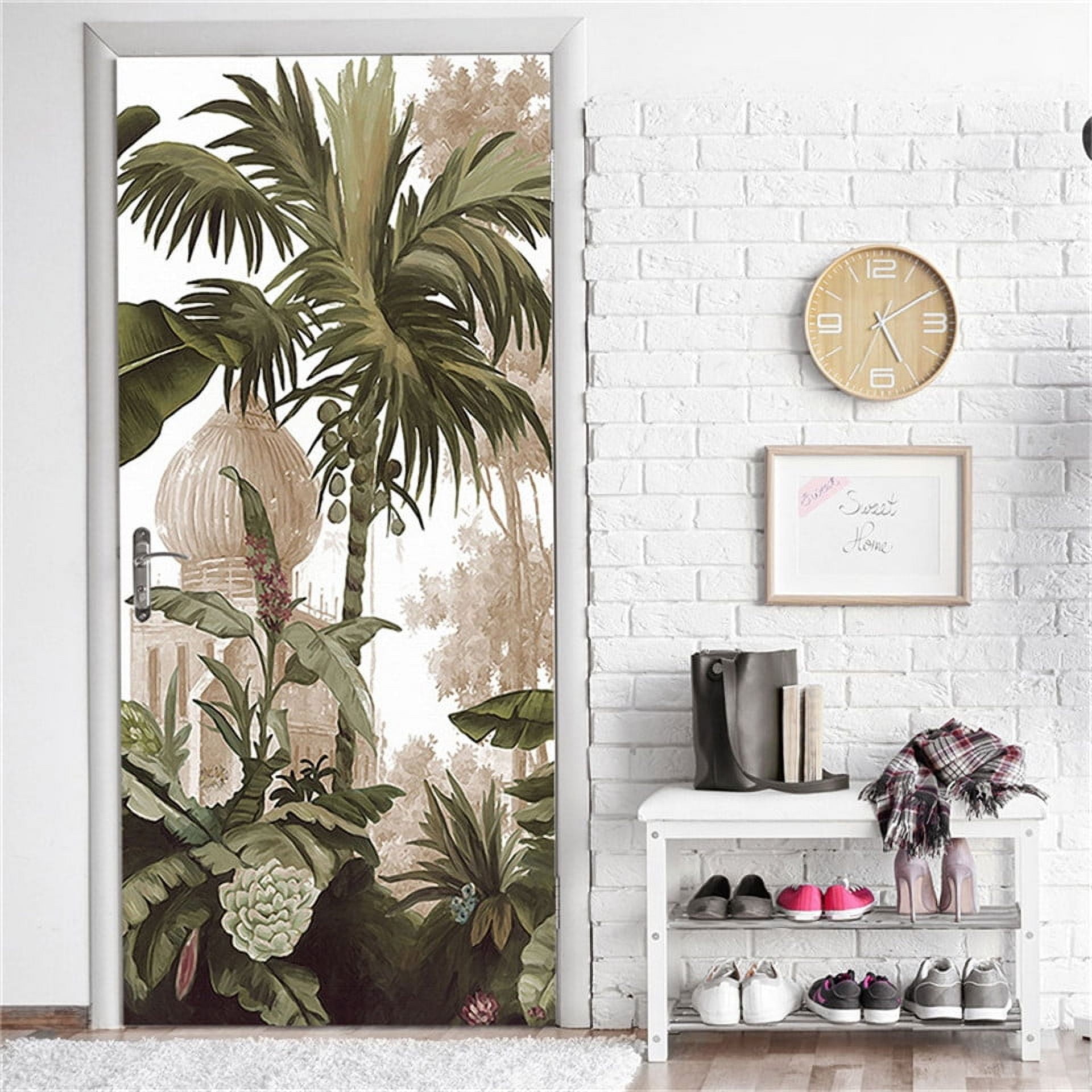 Geometric Lines Door Sticker Adhesive Peel and Stick Wallpaper Wood ...