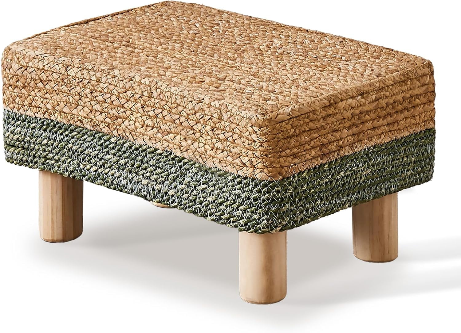 Natural Seagrass Footstool Ottoman Rectangular Footrest Pouf Ottomans ...