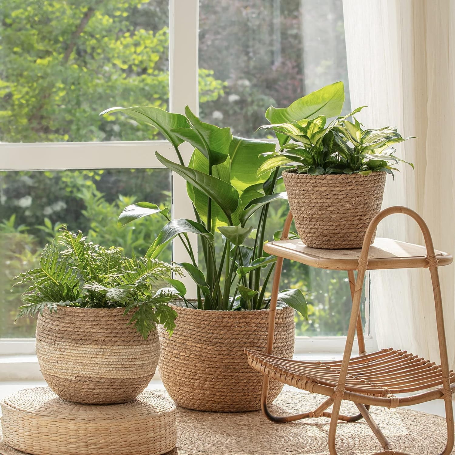 Natural Seagrass Large Planter, Plant Pots Cover, Indoor Planters ...