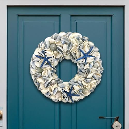 Natural Seashell Wreath w/Shells, Starfish, Pearls, Sea Snails - Spring ...