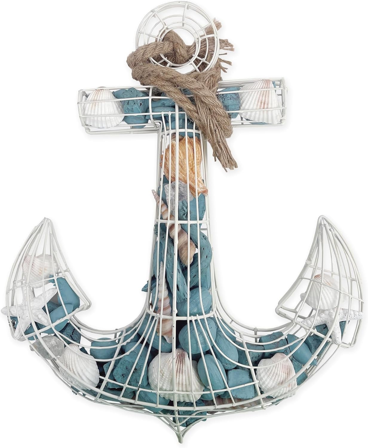 Natural Seashells & Driftwood Anchor Wire Wall Beach Nautical Décor ...