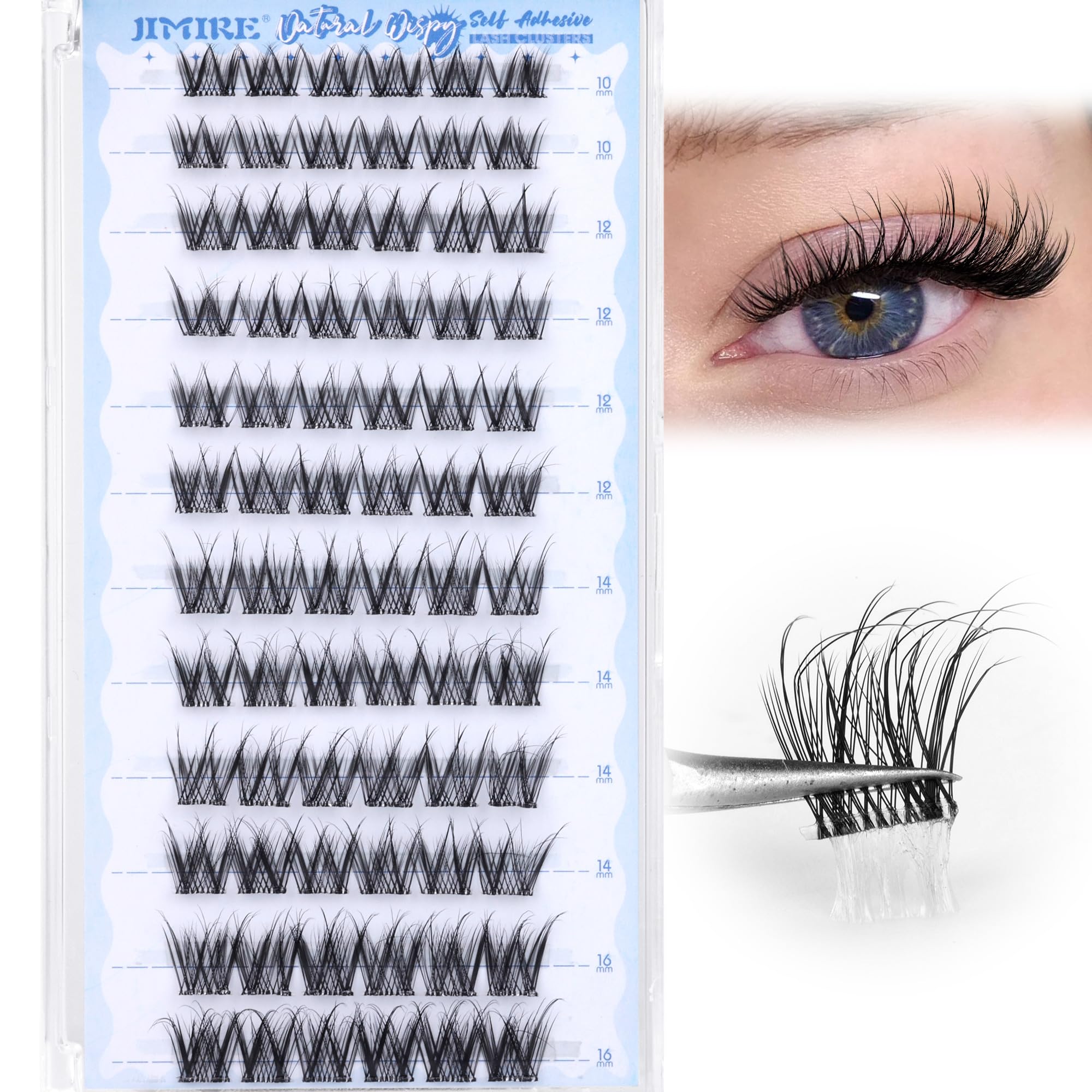 Natural Self Adhesive Eyelashes SSF20 10-16MM Wispy Press on Lashes Pre ...