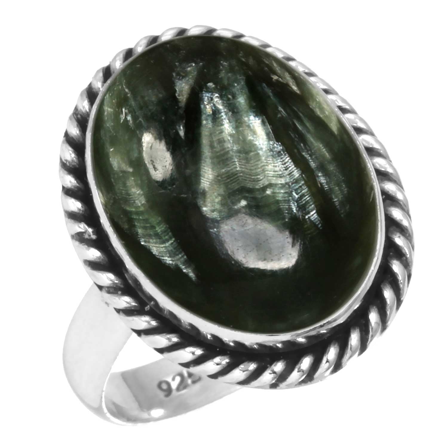 Natural Seraphinite Ring 925 Sterling Silver Handmade Jewelry - Walmart.com