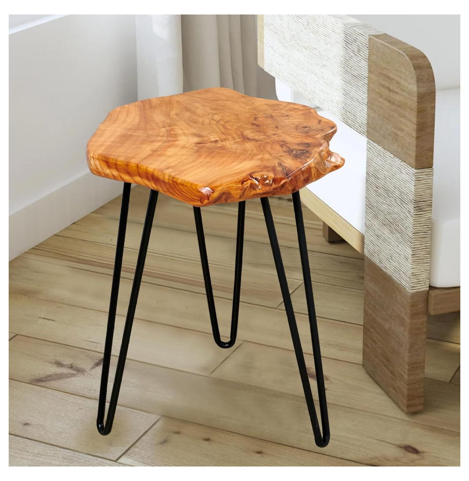 Natural Shape Cedar Live Edge Side Table 18" x 15" x 21" Vintage Wooden ...