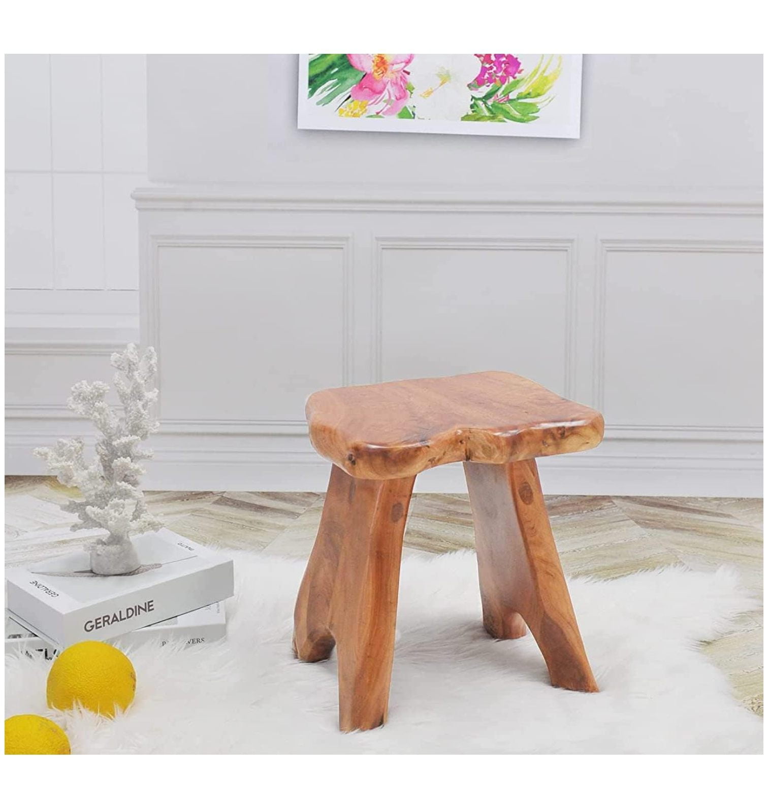 Natural Shape Stump Stool 12.5"x10"x12" Solid Wood Cedar Root End Table ...