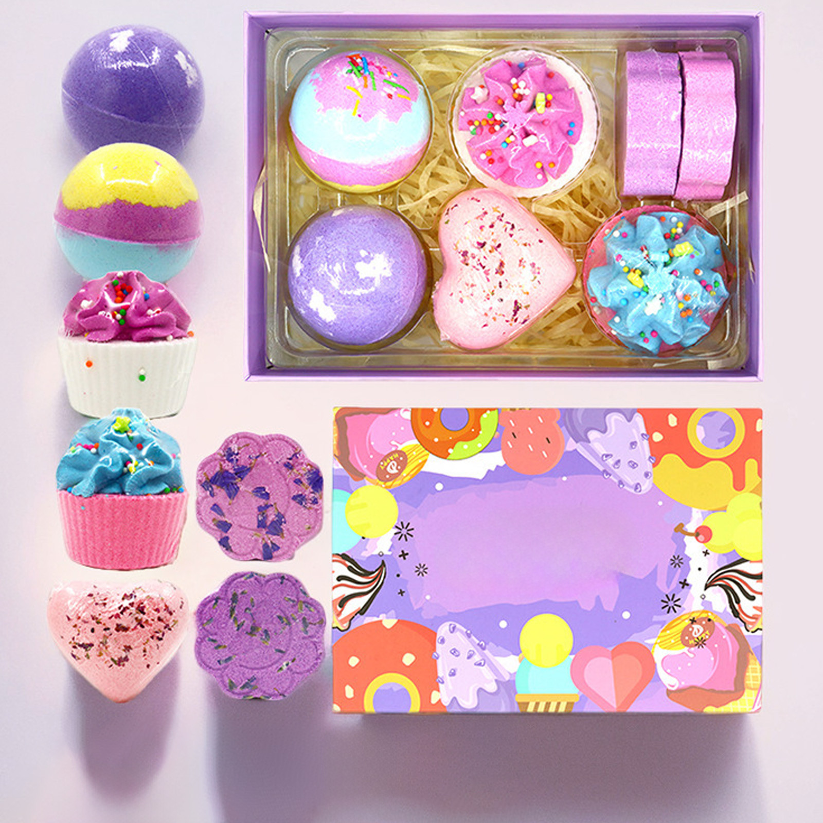 Natural Shea Butter Bath Bombs Set - 6 Heart Shaped Moisturizing Spa ...