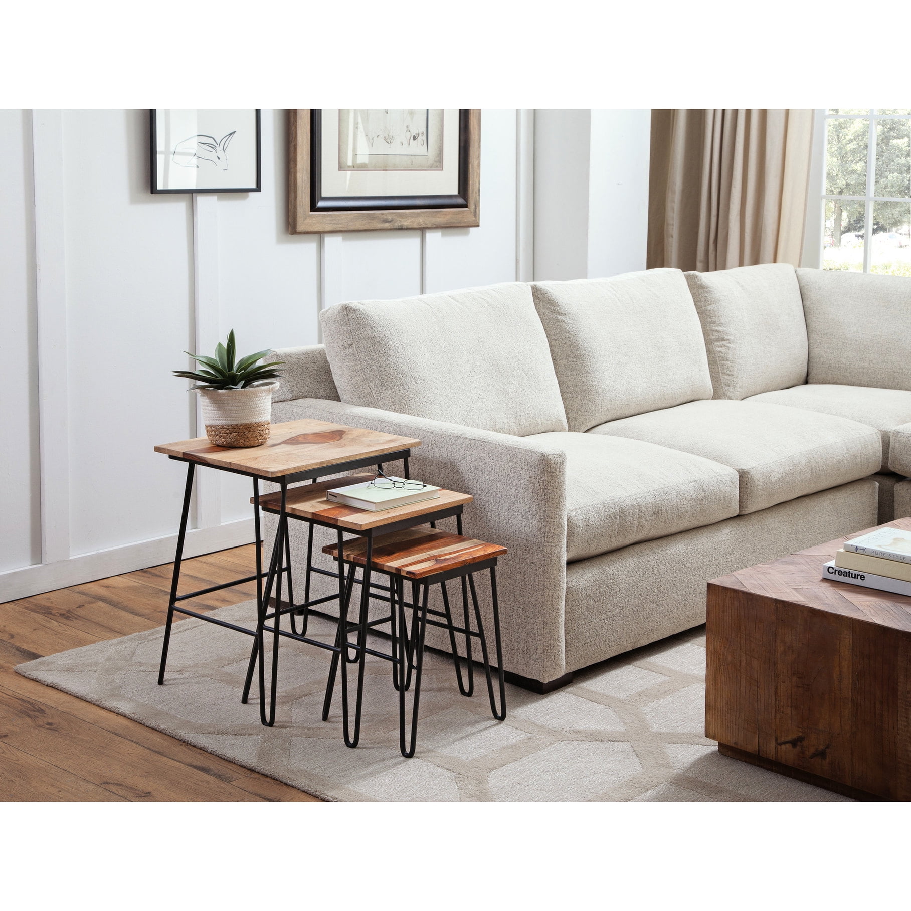 Natural Sheesham Wood Two - Tone Tables - Practical Storage in Balcony ...