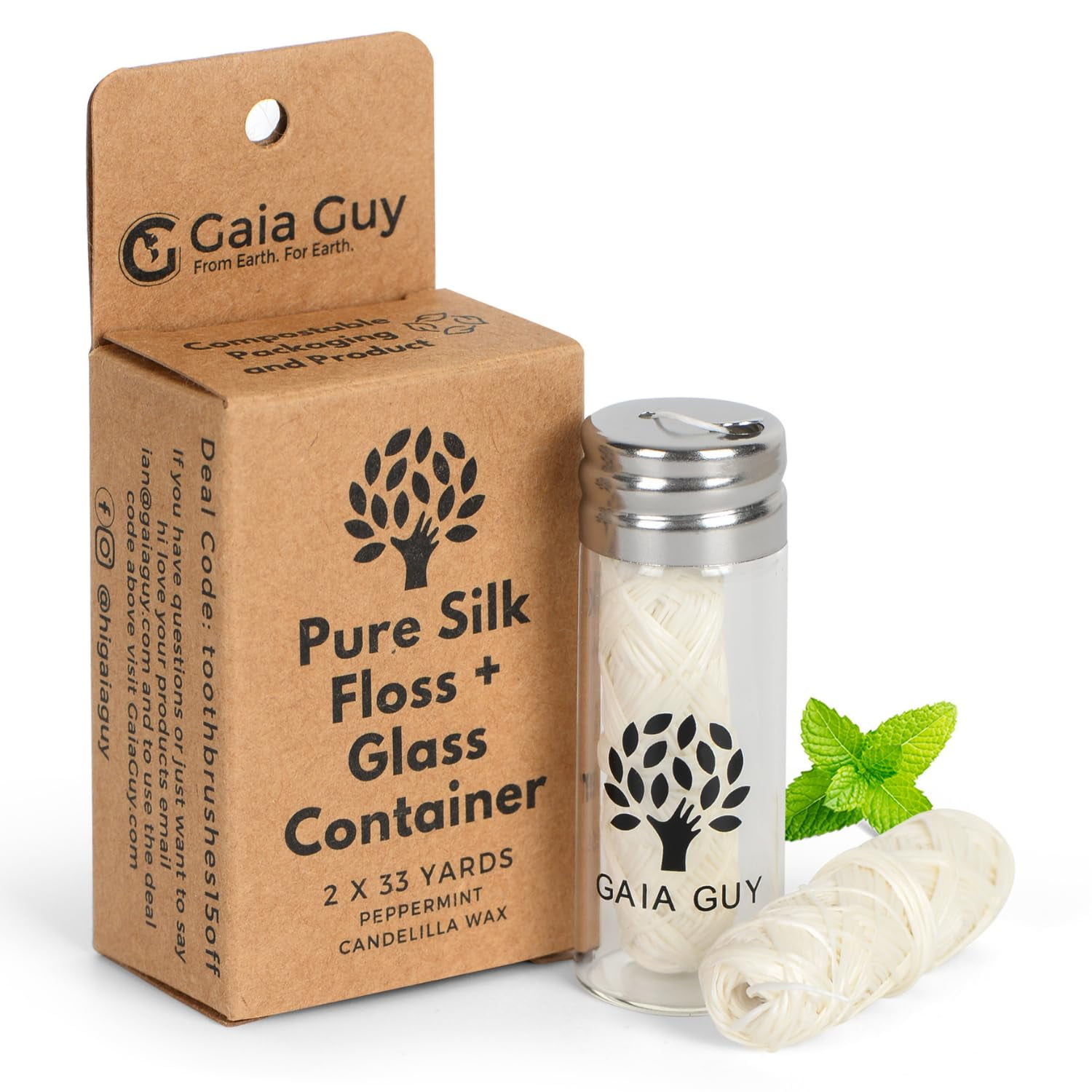 Natural Silk Dental Floss TSF6 with Refillable Glass Container | Free ...