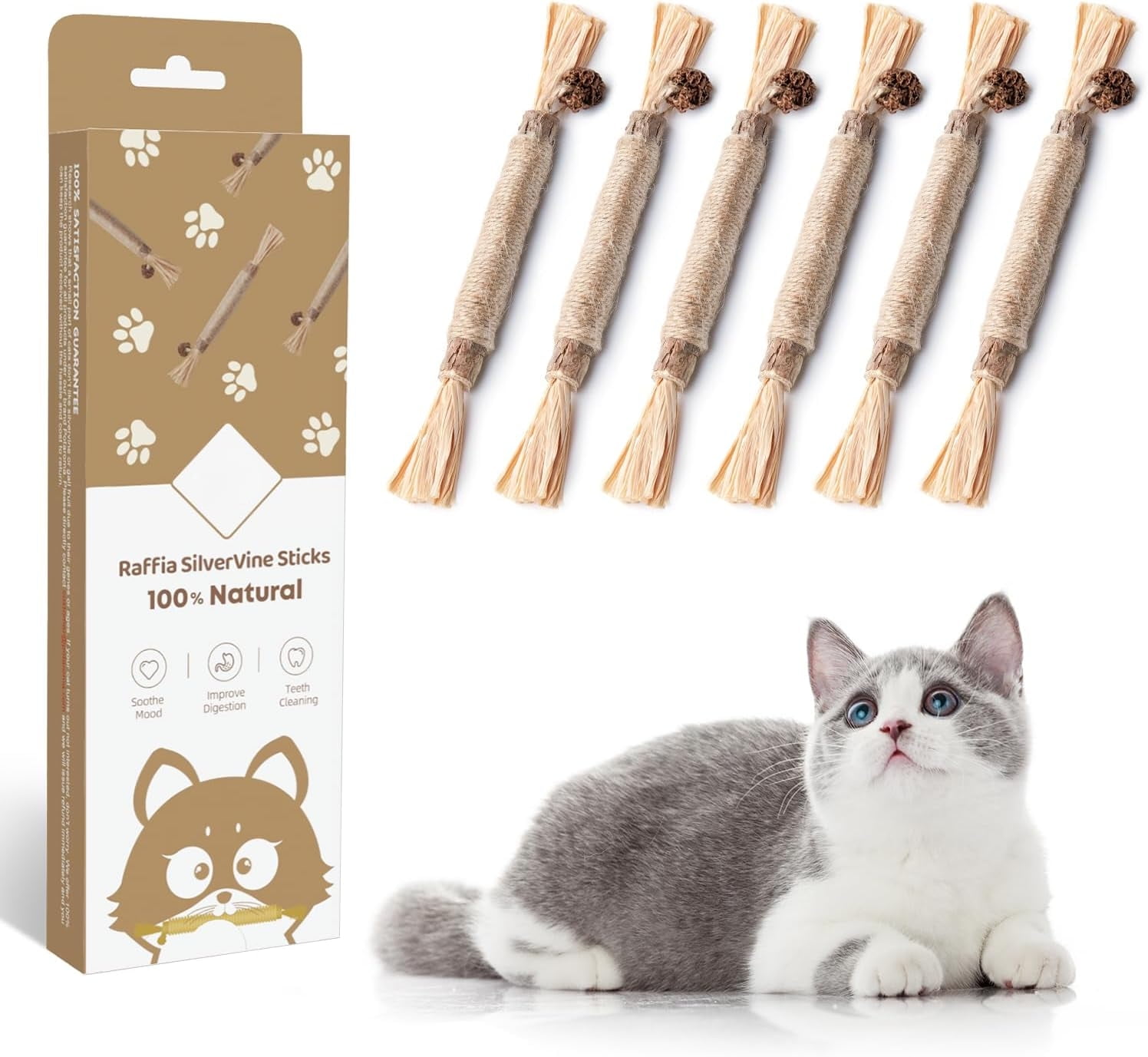 Natural Silver Vine Stick Cat Toy, Nepeta Silver Vine Mix Stick, Catnip ...