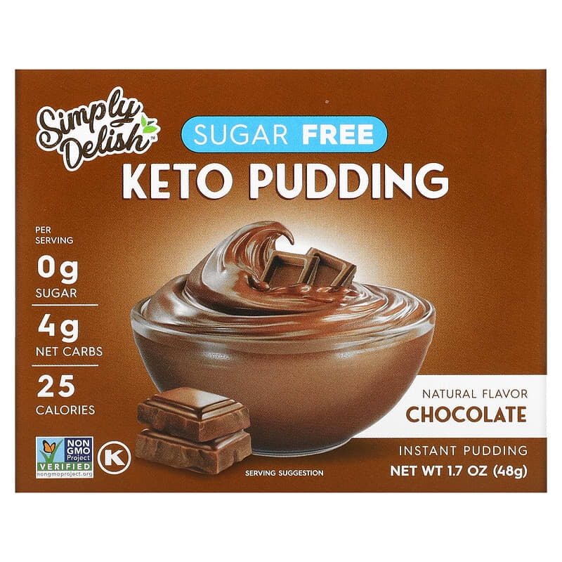 Natural Simply Delish, Natural Instant Keto Pudding, Chocolate, 1.7 oz ...