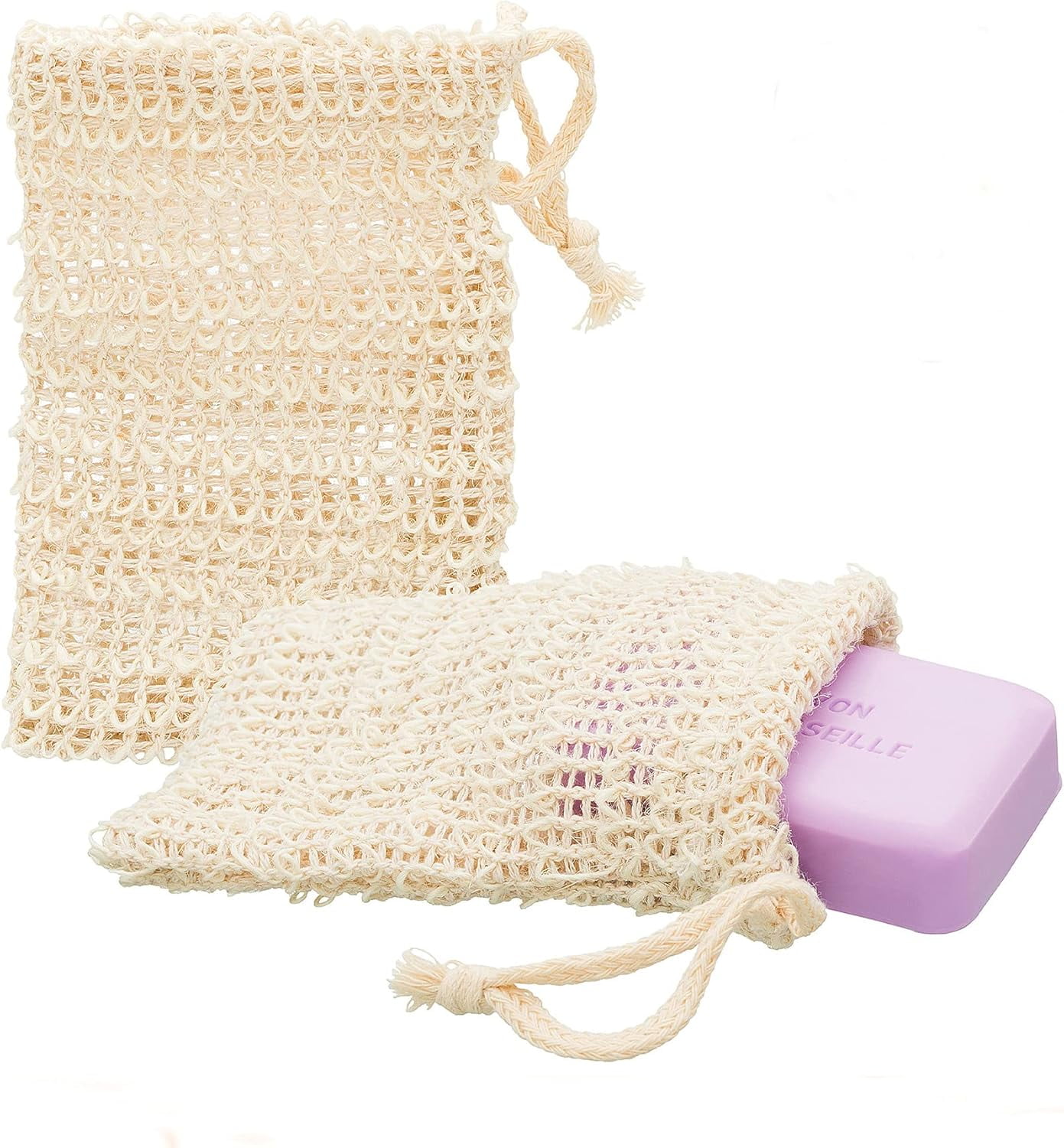 Natural Sisal Exfoliating Soap Pouch, Foaming And Drying Soap Saver Bag ...