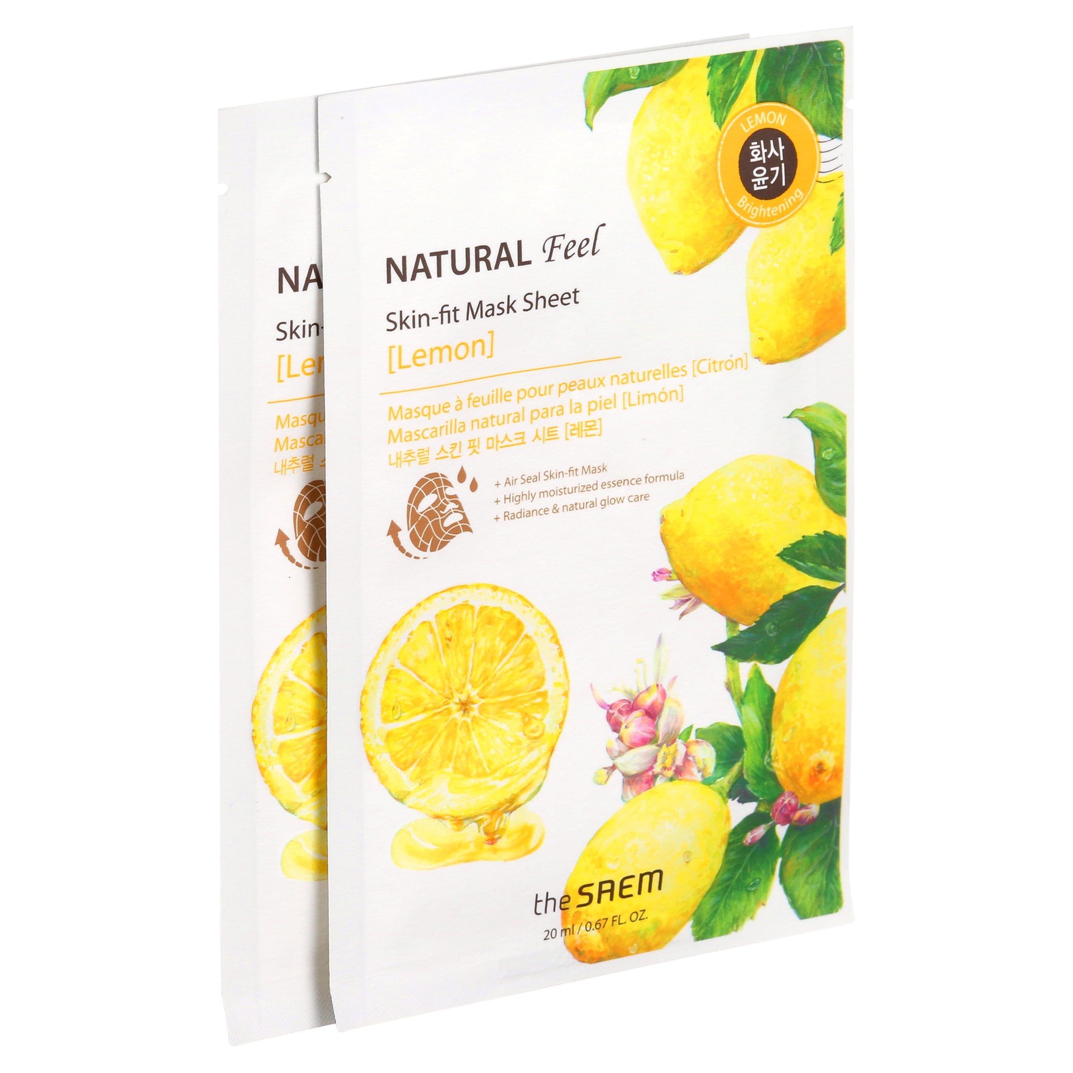 Natural Skin Fit Sheet Mask [Lemon], 2 Pack - Walmart.com