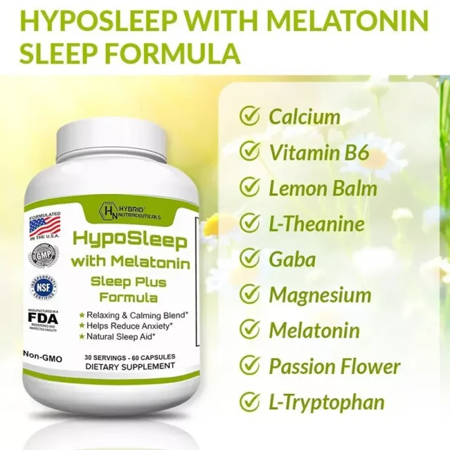 Natural Sleep Aid Supplement with Melatonin-Nighttime Sleeping Pills-60 ...