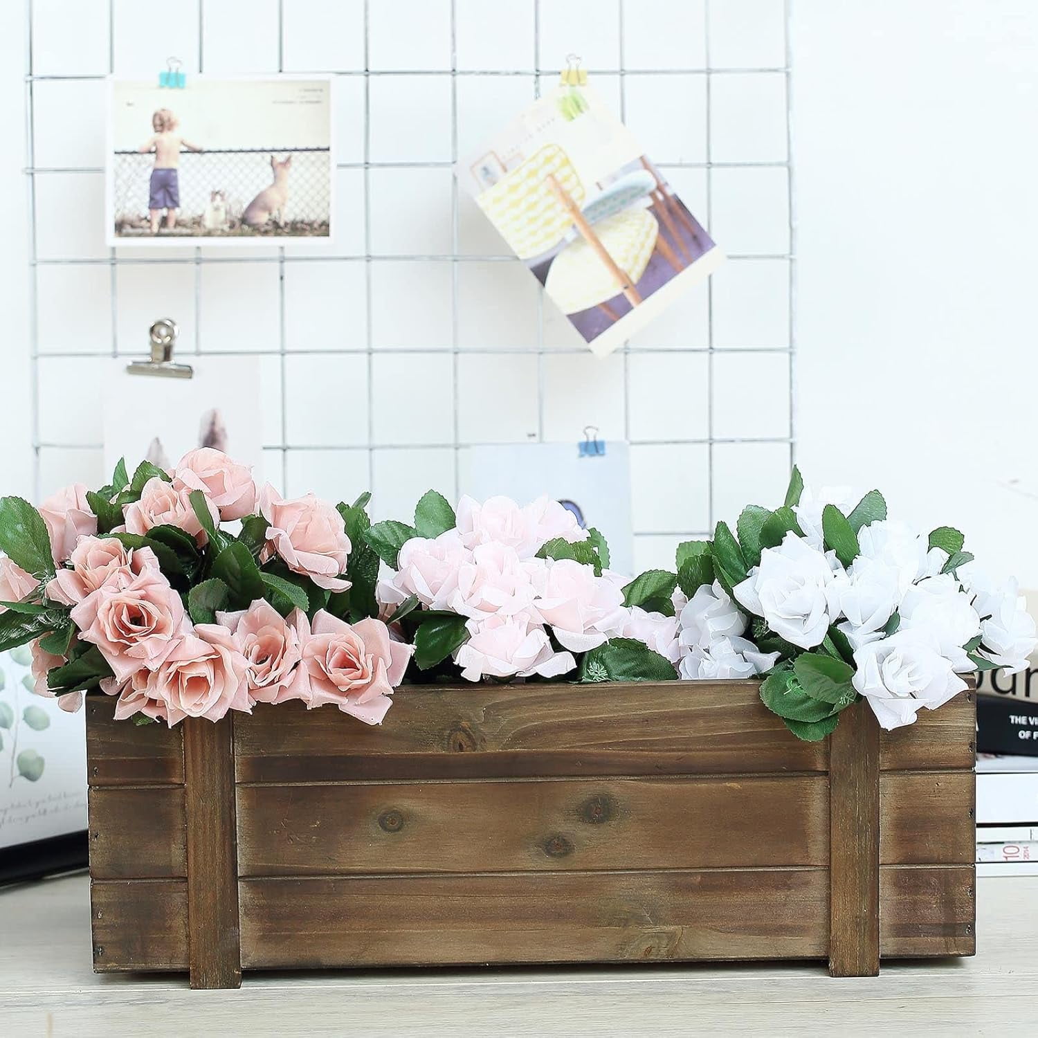 Natural Smoked Brown Rectangle Wood Box DIY Wooden Planter Boxes with ...