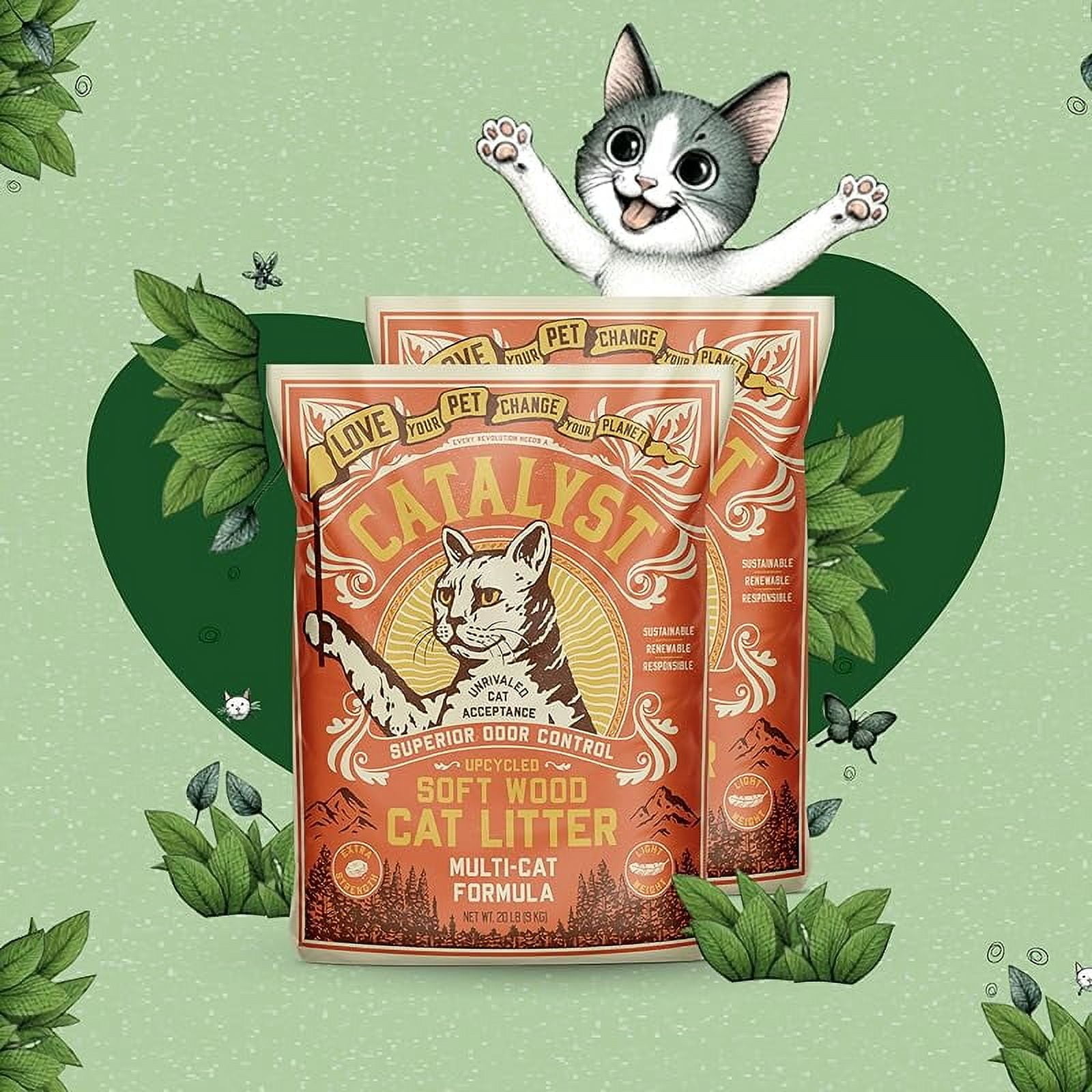Natural Soft Wood Cat Litter (2 Pack, 20lb Bags) - Superior Odor Control, Strong Clumping, Low ...