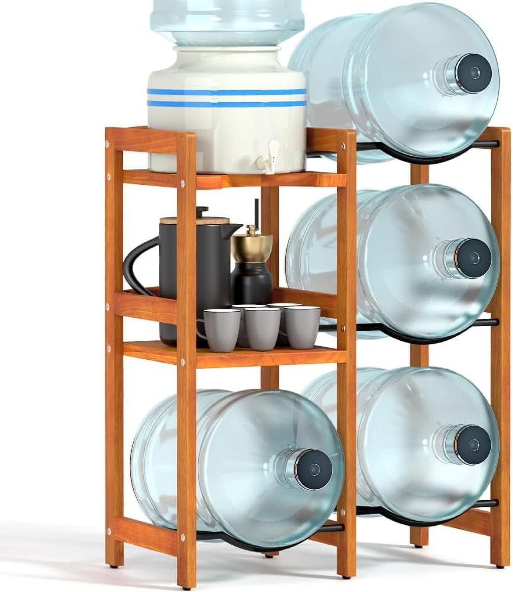 Natural Solid Wood 5 Gallon Water Jug Holder - 4 Slot Stand with 2 ...