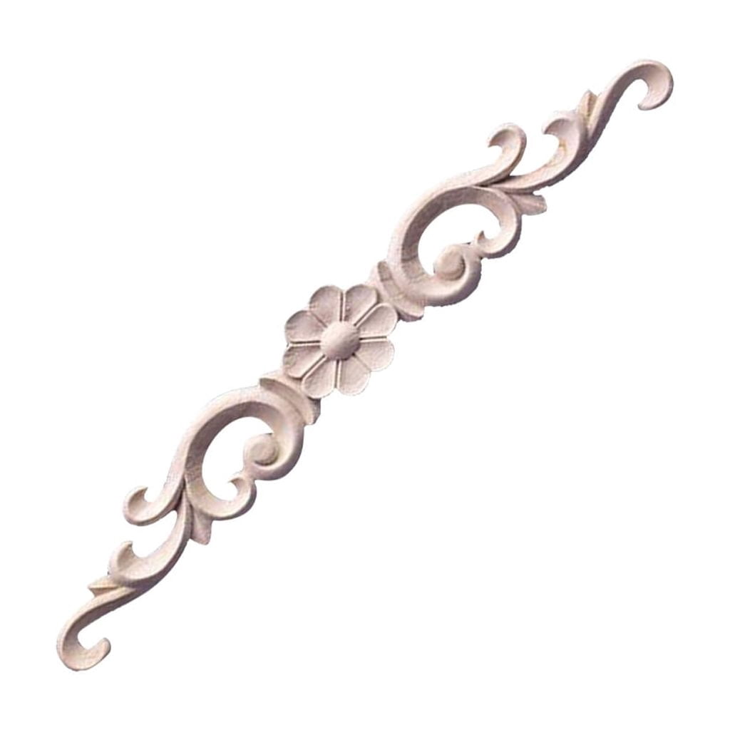 Natural Solid Wood Cabinet Door Molding Carved Floral Design for ...