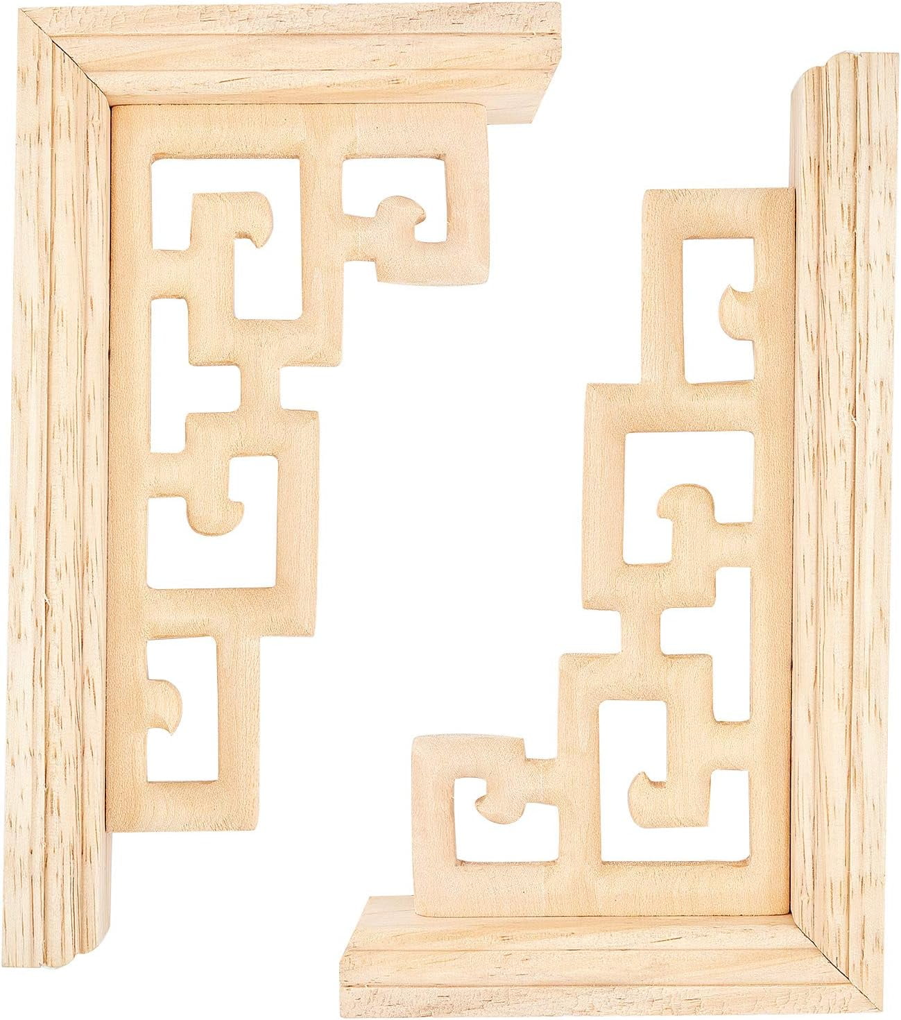 Natural Solid Wood Carved Onlay Applique Craft Unpainted Onlay ...