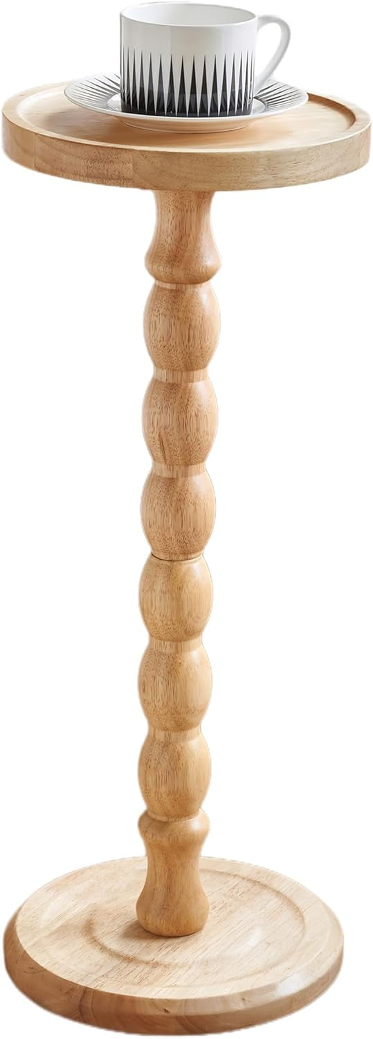 Natural Solid Wood Round Coffee Table with Non-Slip Pads | Multipurpose ...