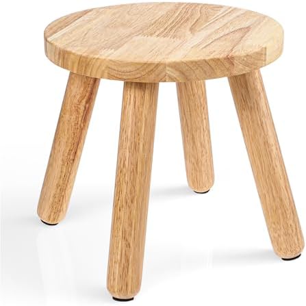 Natural Solid Wood Step Stool 9 Inch Short Sit Chair Portable Round ...
