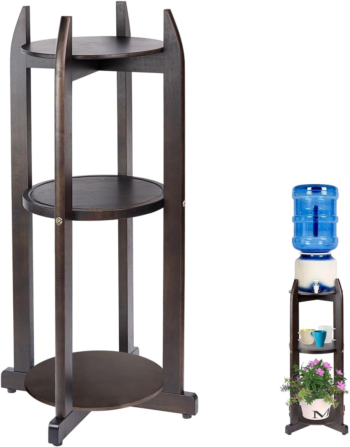 Natural Solid Wood Water Dispenser Stand (32.8"-11.2"Wide) Ceramic ...