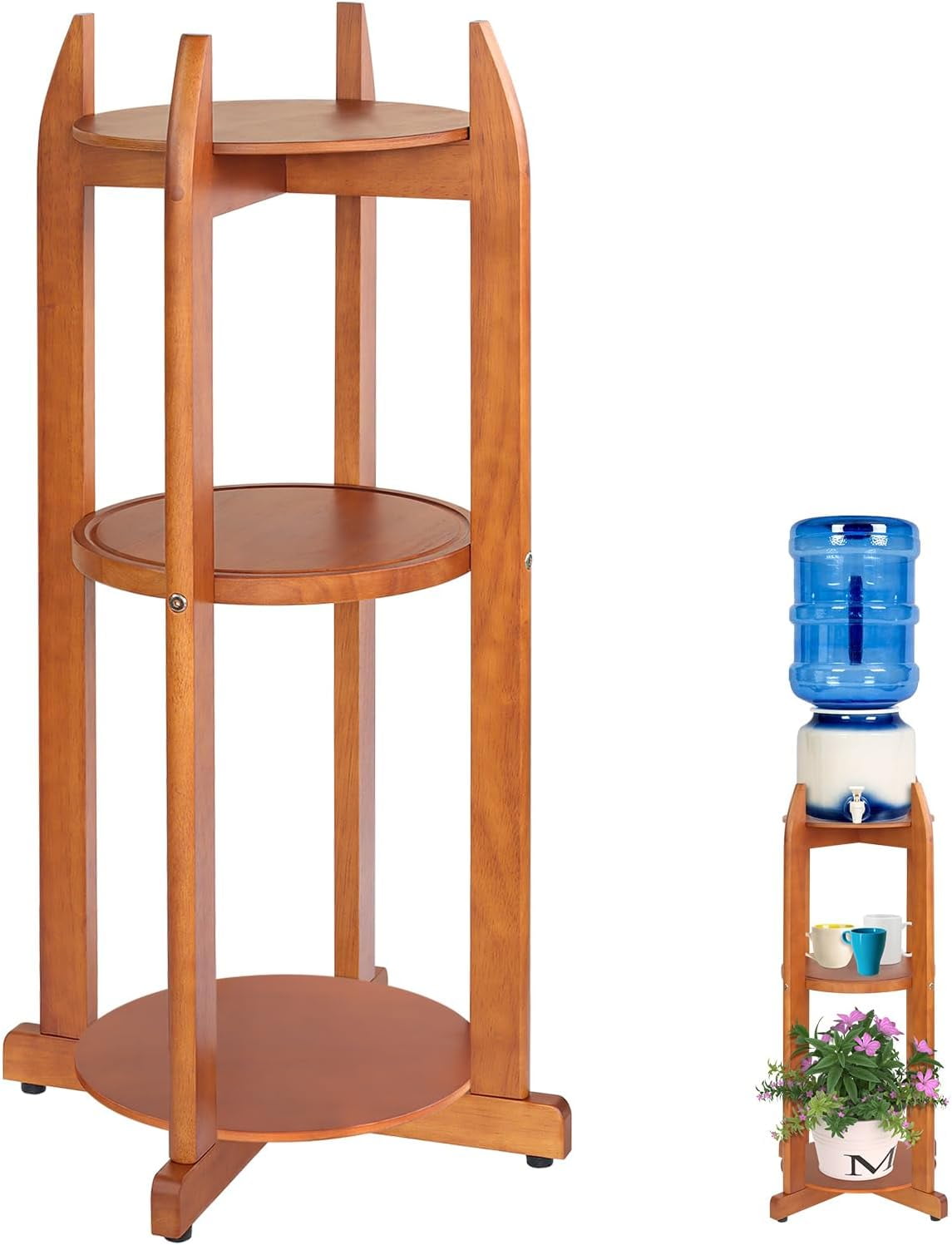 Natural Solid Wood Water Dispenser Stand (32.8"Hight-11.2"Wide) Ceramic ...