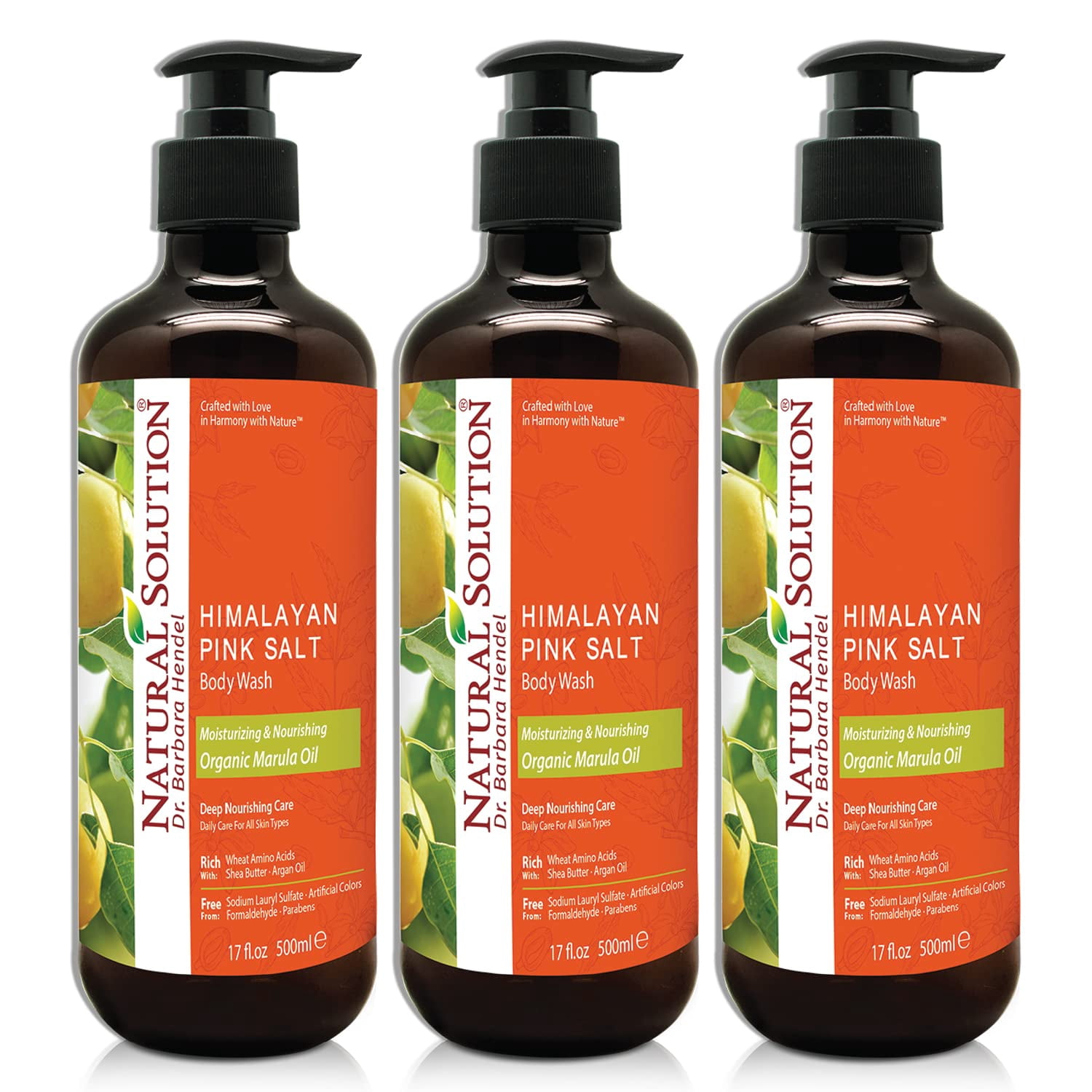 Natural Solution Body Wash, Organic Marula Oil with Himalayan Pink Salt ...