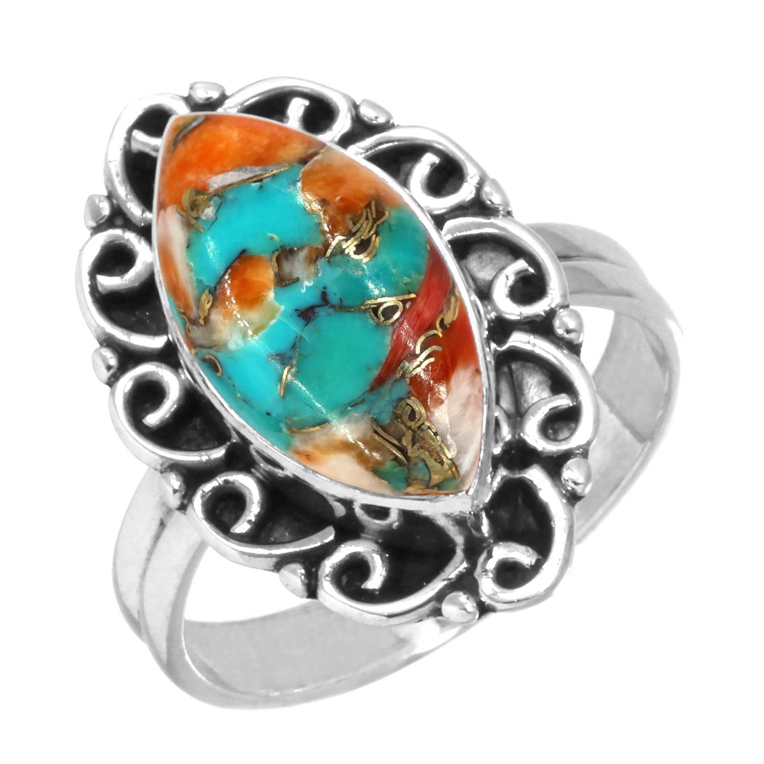Natural Spiny Oyster Ring 925 Sterling Silver Handmade Jewelry ...