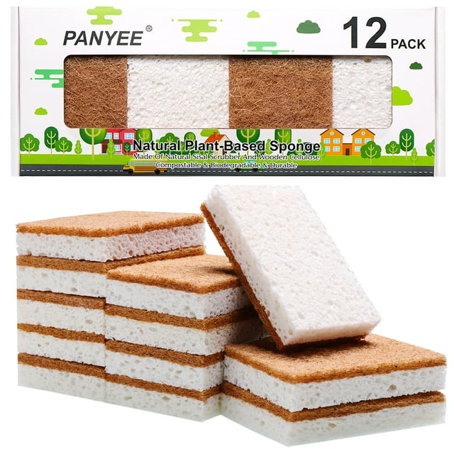 Natural Sponge 12Pack,Eco Friendly Non-Scratch Scrub Sponge ...