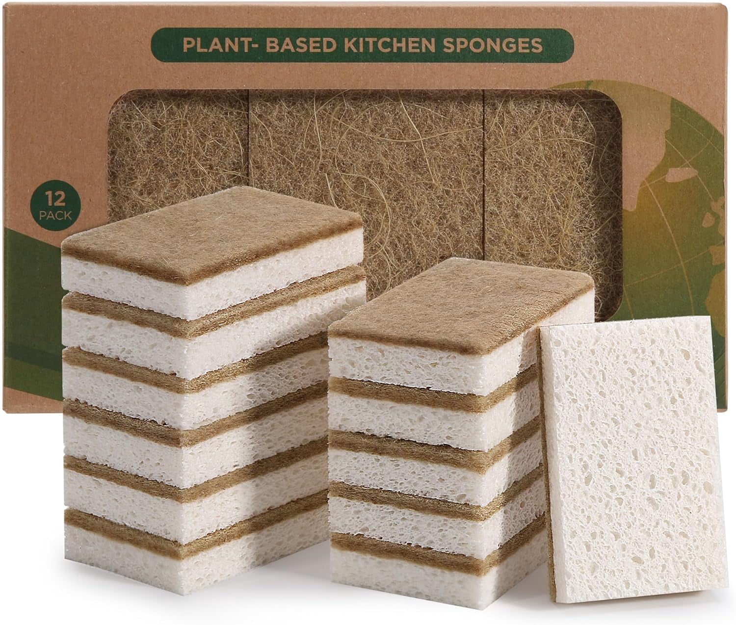 Natural Sponges for Dishes 12 Pack - Keep Soap Biodegradable Kitchen ...