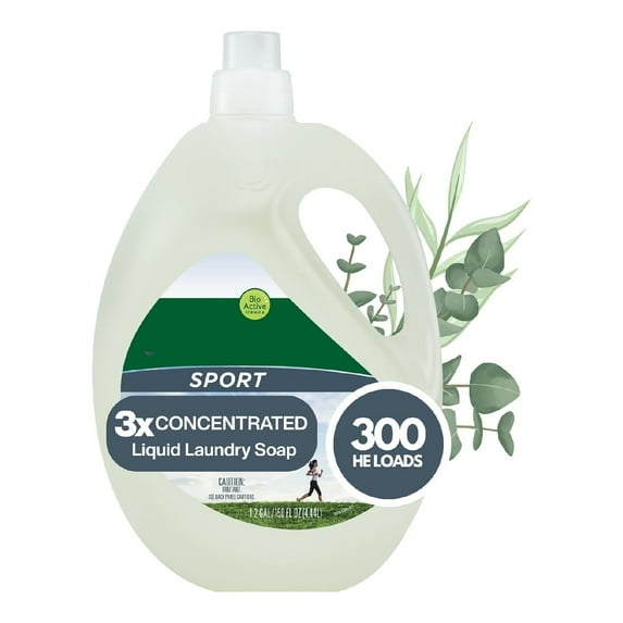 Natural Sport 3X Concentrated Laundry Detergent, 300 Loads, Bio Active ...