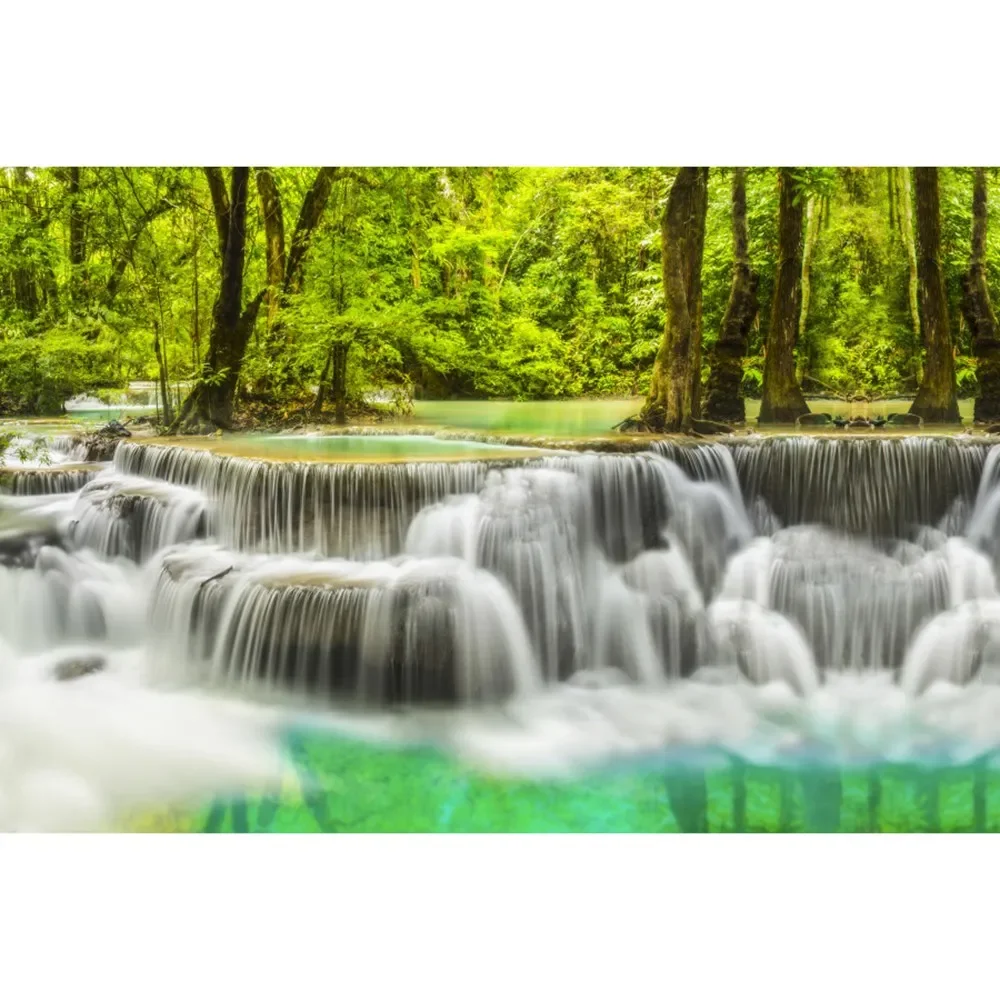 Natural Spring Forest Backdrop Jungle Gre Waterfall Mountain Sunset ...