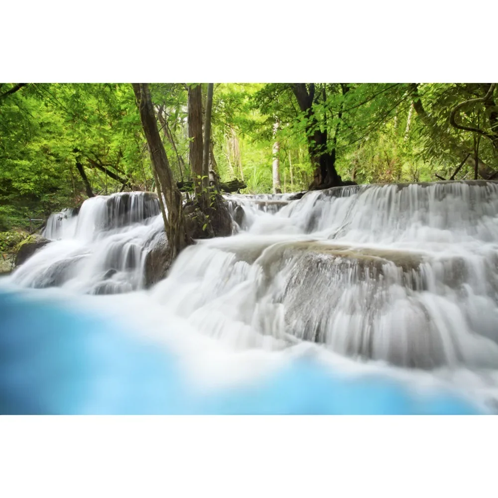 Natural Spring Forest Backdrop Jungle Gre Waterfall Mountain Sunset ...