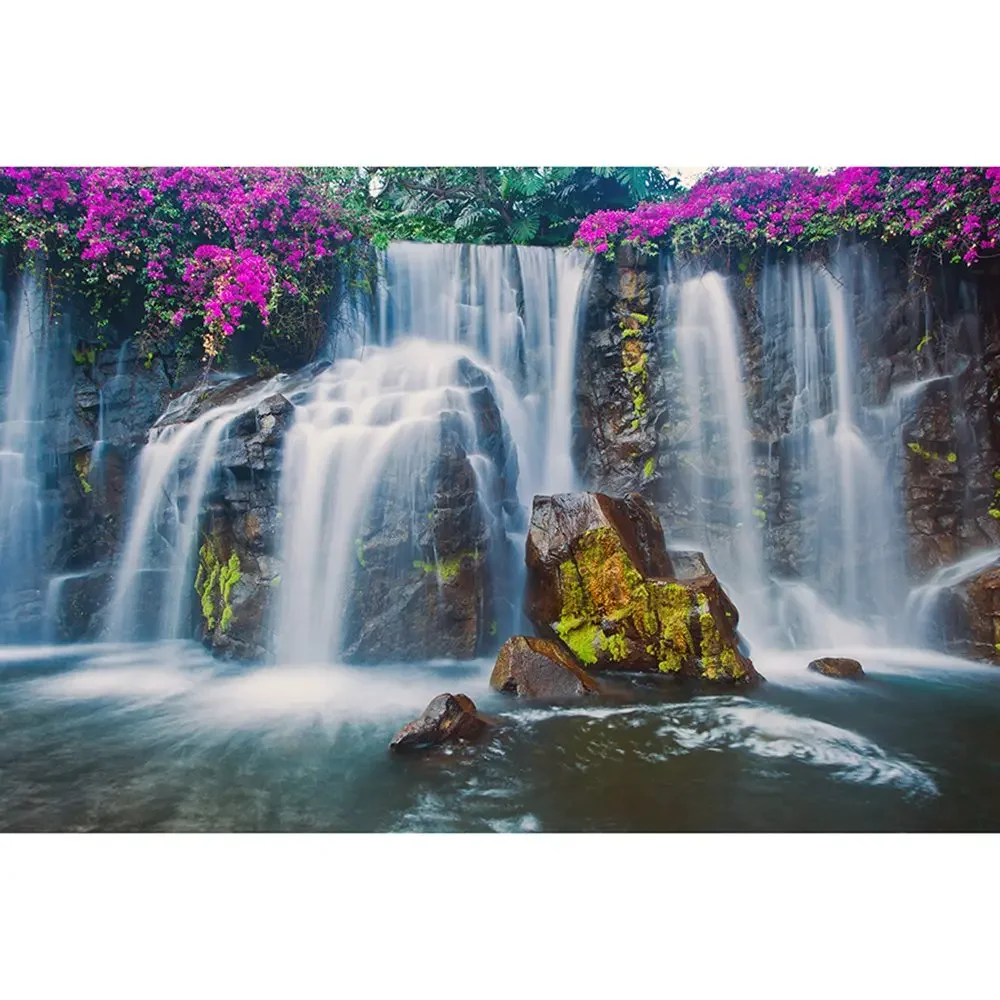 Natural Spring Forest Backdrop Jungle Gre Waterfall Mountain Sunset ...