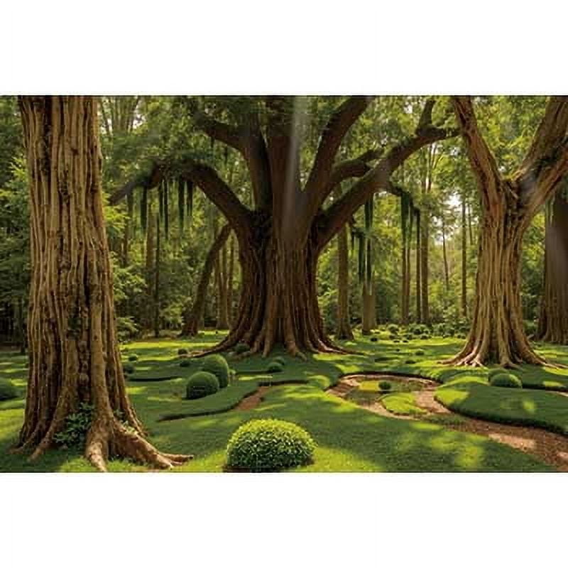 Natural Spring Forest Trees Backdrops Gre Grass Purple Flower Leaves ...