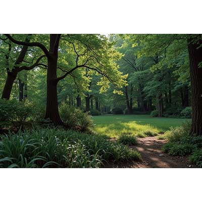 Natural Spring Forest Trees Backdrops Gre Grass Purple Flower Leaves ...